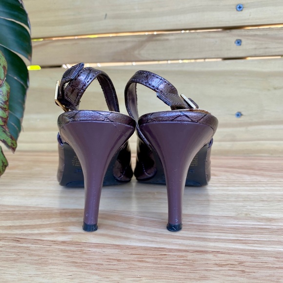 Dexter | Shoes | Dexter Faux Croc Brown Slingback Pumps 3 Size 5 | Poshmark